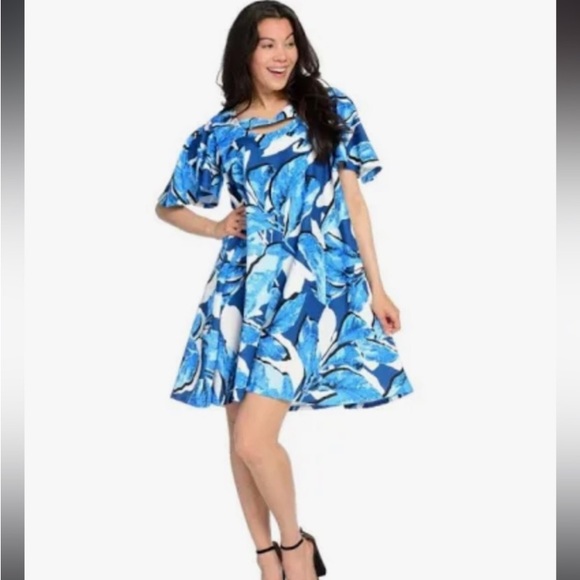 Marc Bouwer | Dresses | Marc Bouwer Printed Knit Short Flutter Sleeve ...